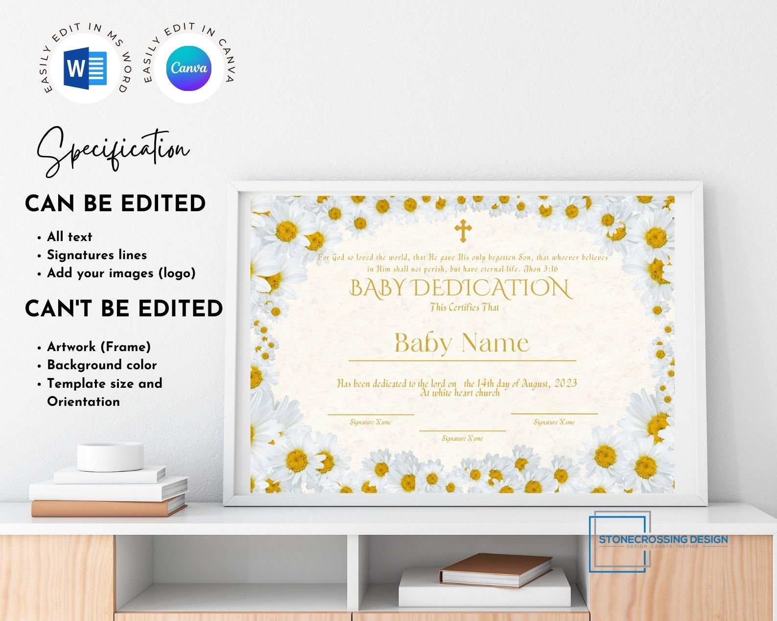 Editable Baby Dedication Template. Baptism. Printable - Etsy