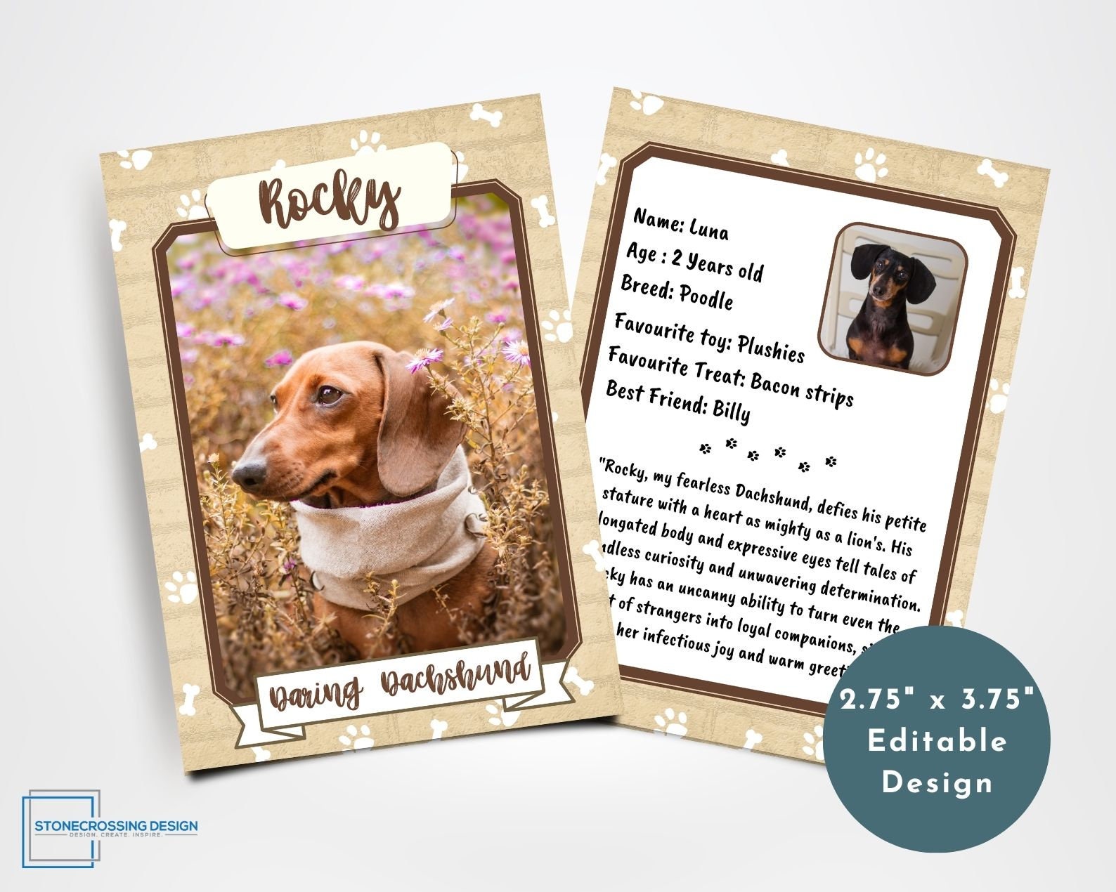 Dog Trading Card Template Trading Card Template Canva Template Editable ...