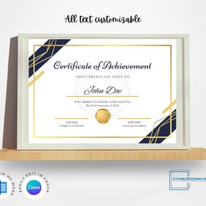 Editable Certificate of Achievement Template. Award Template. Printable ...