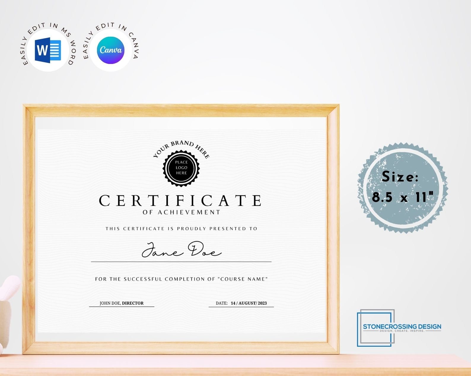 Editable Certificate of Achievement Template. Award Template. Printable ...
