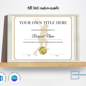 Editable Tennis Sports Certificate. Recognizing Sporting Excellence ...