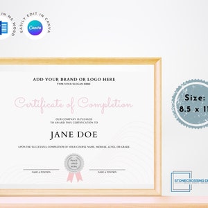 Editable Certificate of Completion Template. Award Template. Printable ...