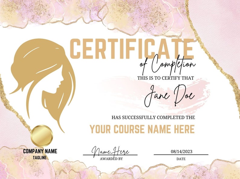 Editable Certificate of Completion Template. Award Template. - Etsy