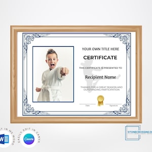 Editable Karate Martial Arts Certificate Template With Photo. Award ...