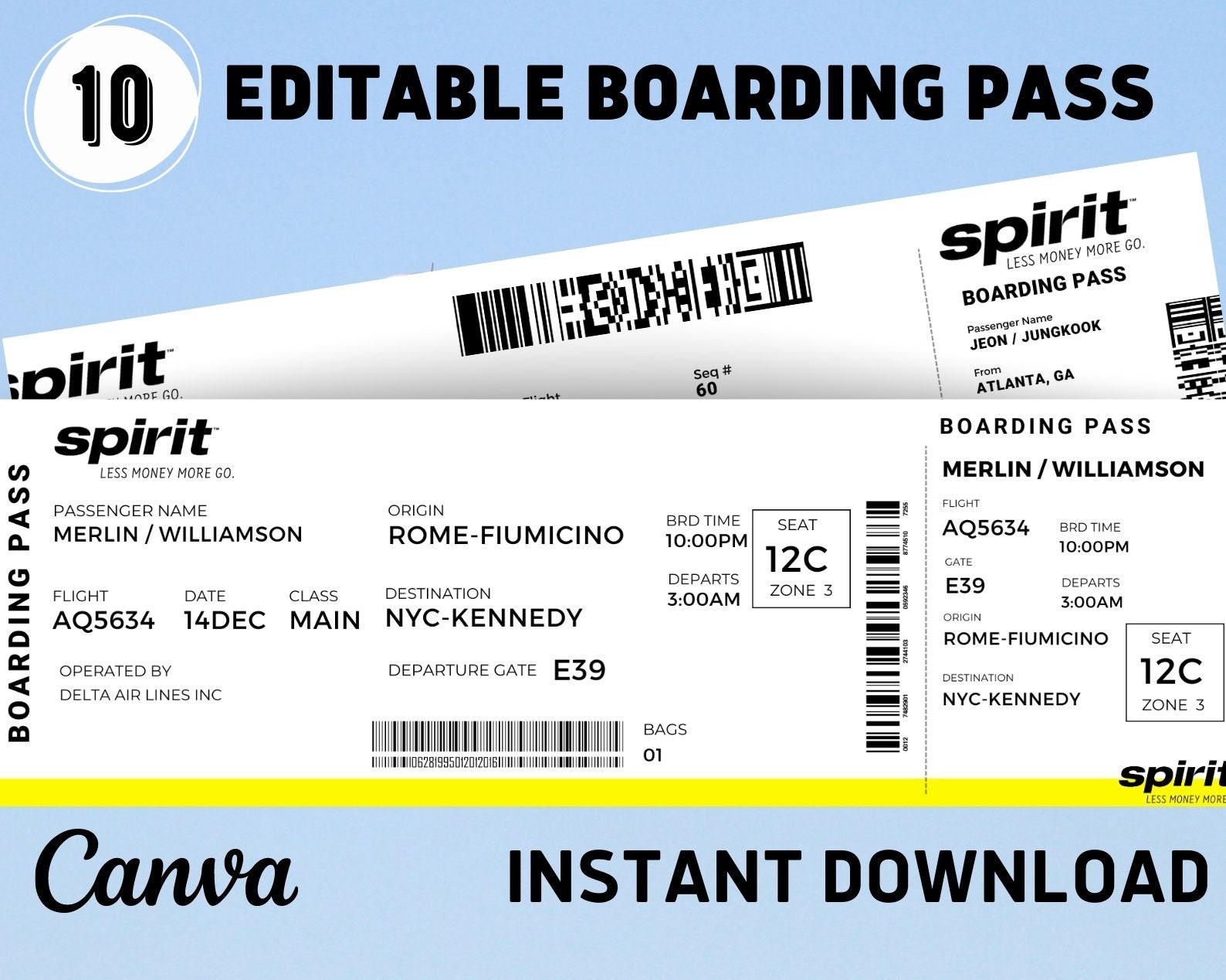 Editable Airline Boarding Pass Ticket Template. Surprise Trip - Etsy Editable Airline Boarding Pass Ticket Template. Surprise Trip - Etsy