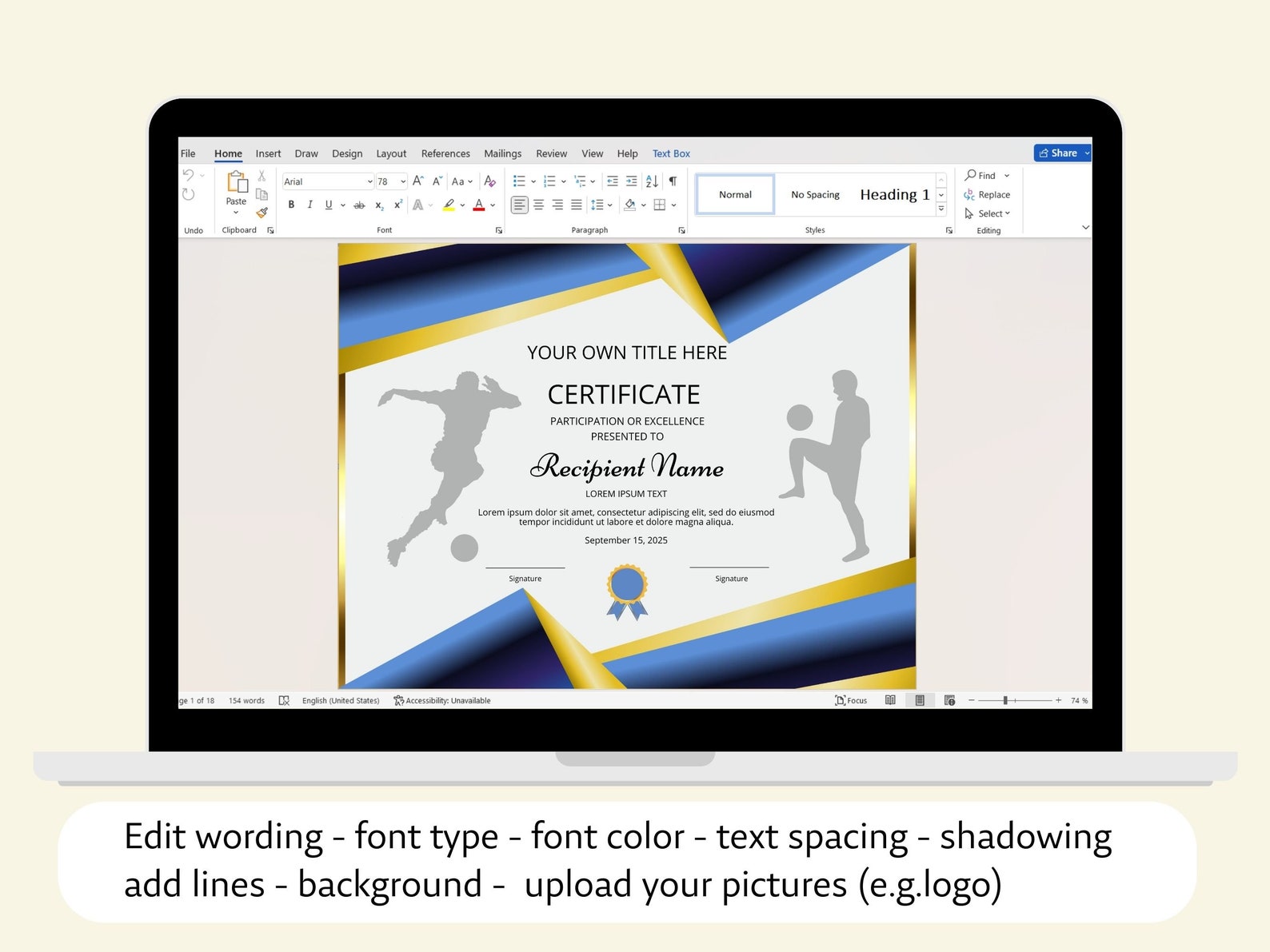 Editable Soccer Sports Certificate Template With Photo. Award. - Etsy