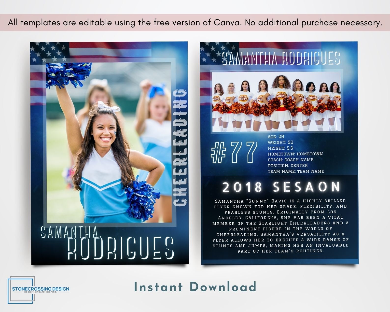Cheerleading Trading Card Template Trading Card Template Canva Template ...