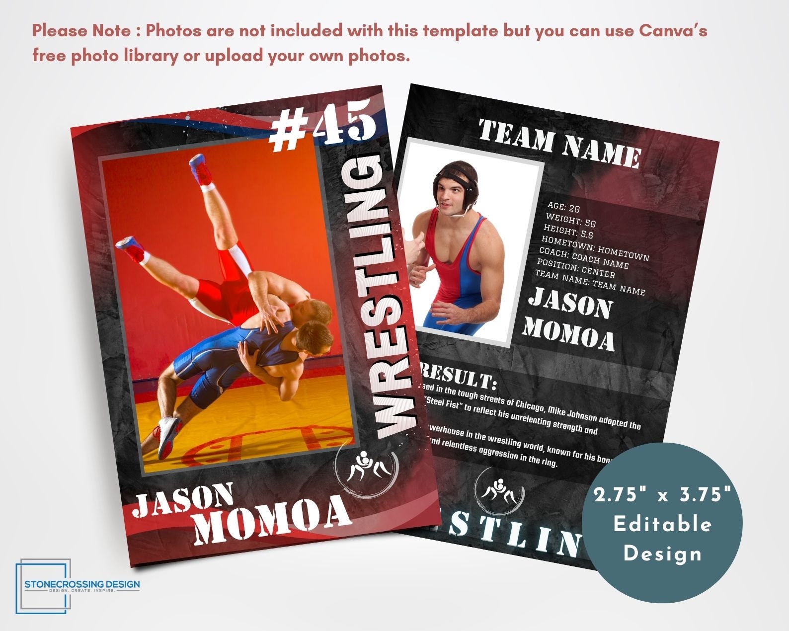 Wrestling Trading Card Template | Trading Card Template | Canva ...