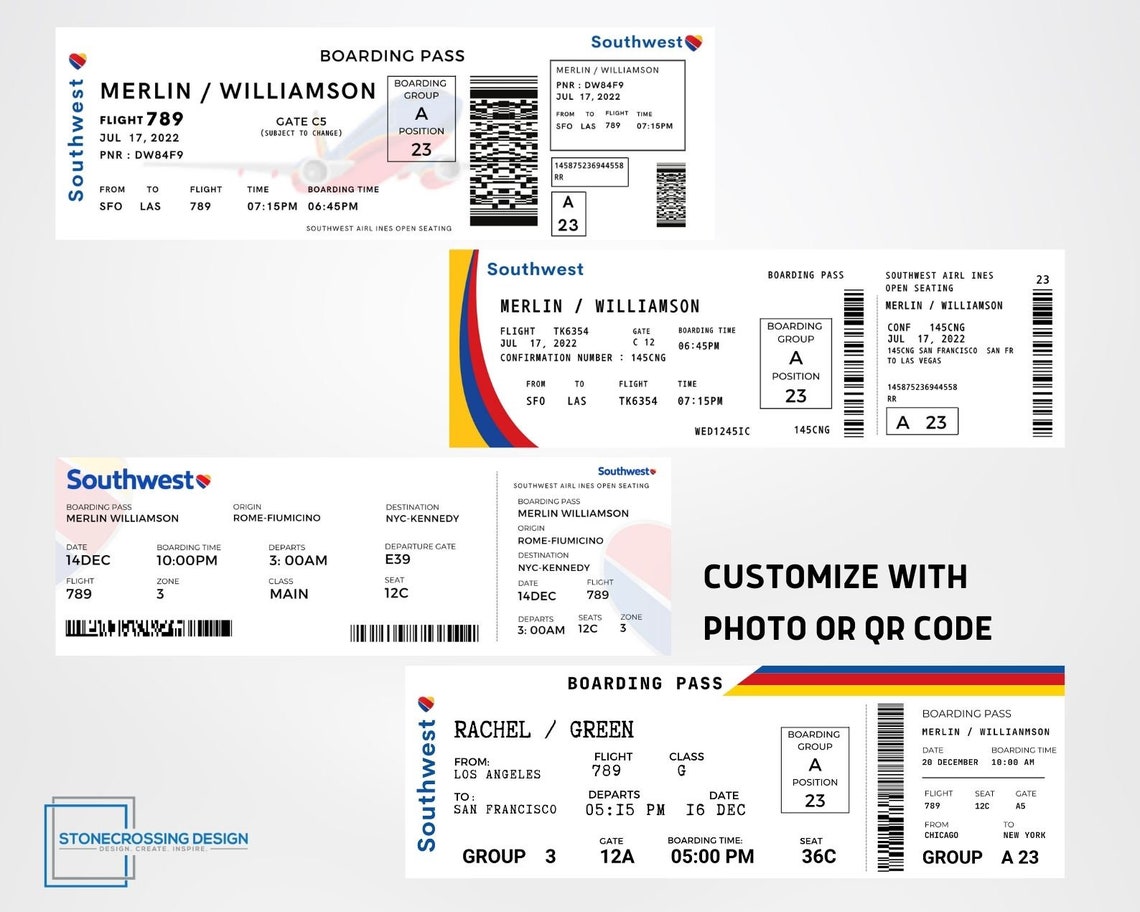 Editable Airline Boarding Pass Ticket Template. Surprise Trip Ticket ...