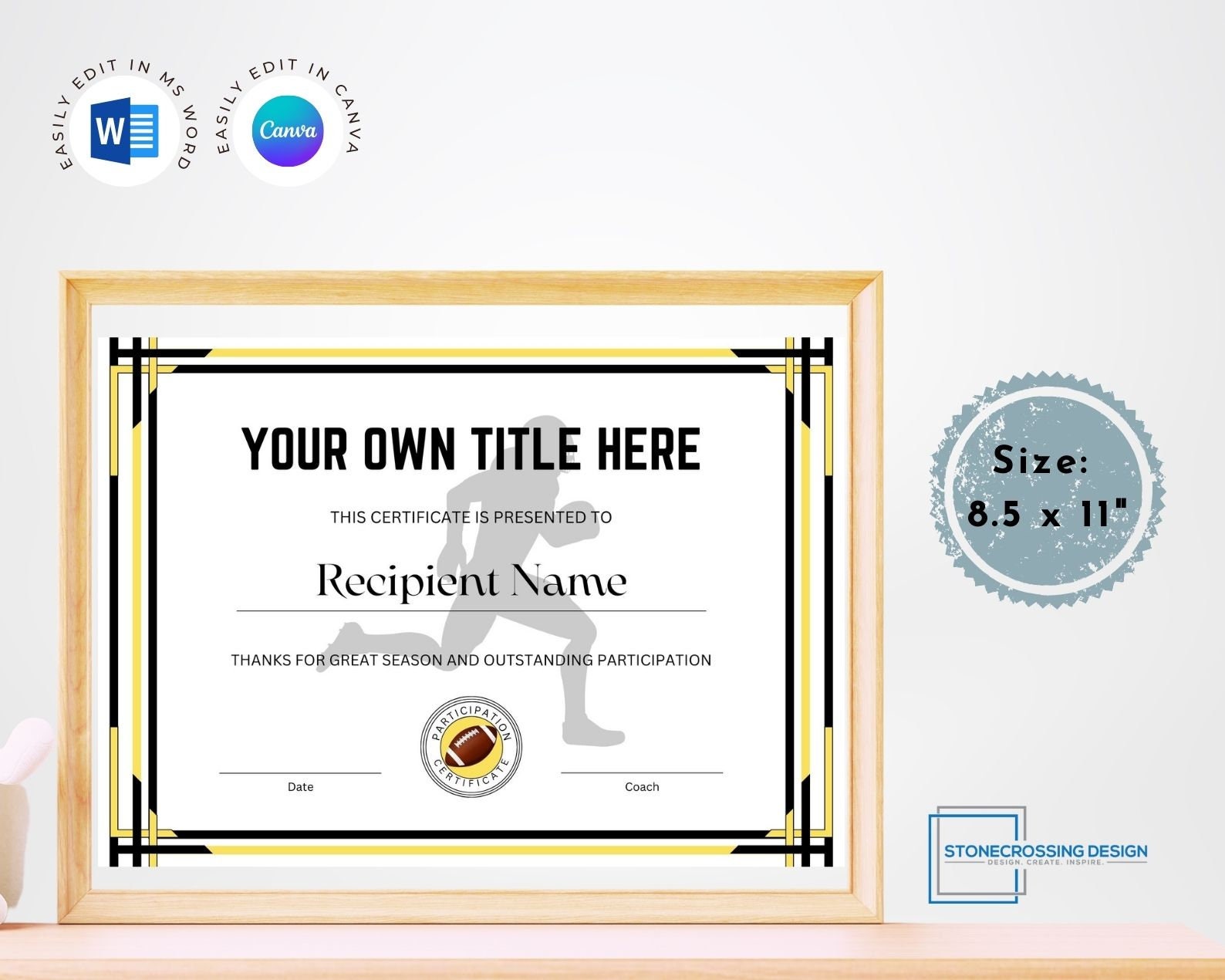 Editable Football Sports Certificate. Recognizing Sporting Excellence ...