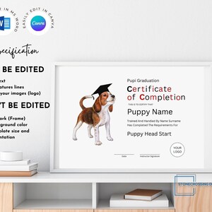 Editable Certificate of Completion for Dog Template. Award Template ...