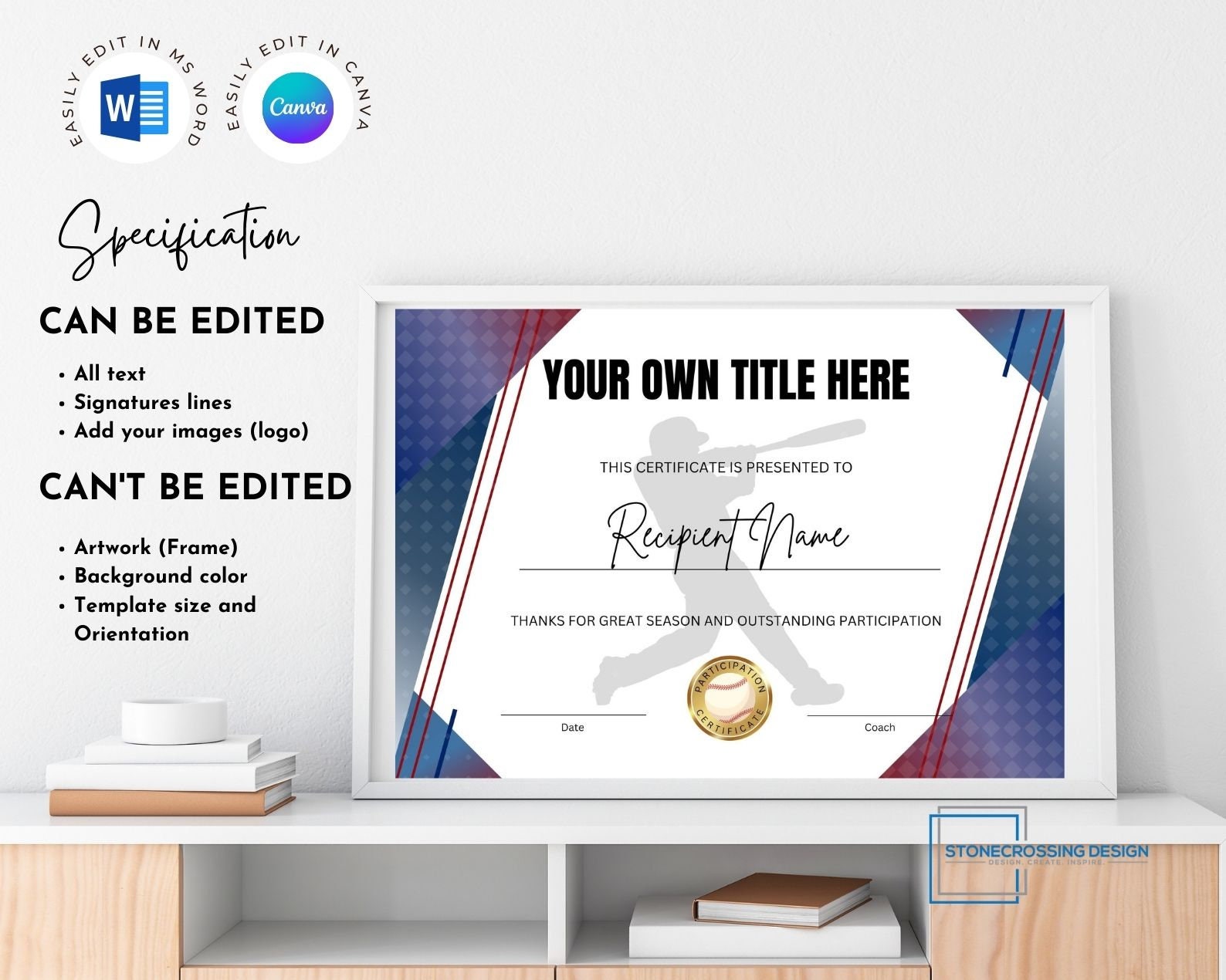 Editable Baseball Sports Certificate. Recognizing Sporting Excellence ...