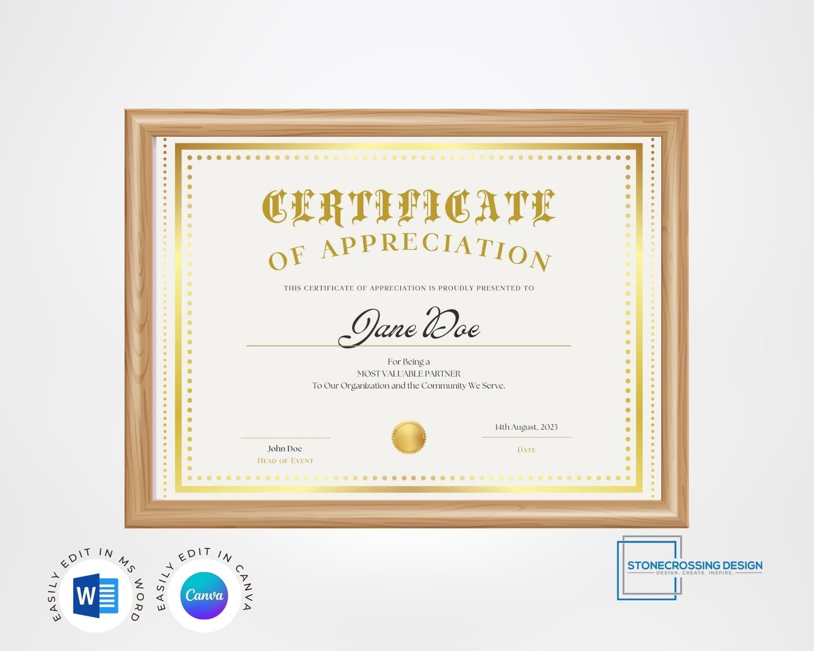 Editable Certificate of Appreciation Template. Award Template ...