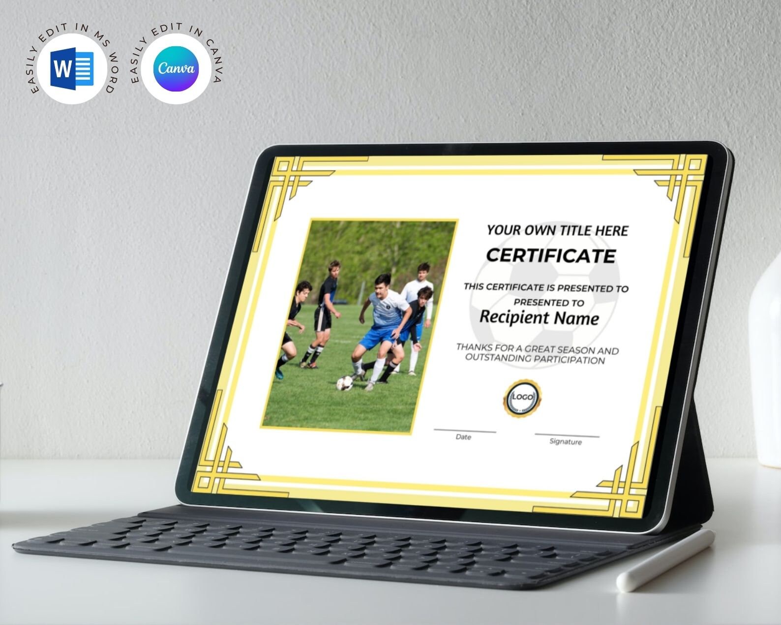 Editable Soccer Sports Certificate Template With Photo. Award. - Etsy
