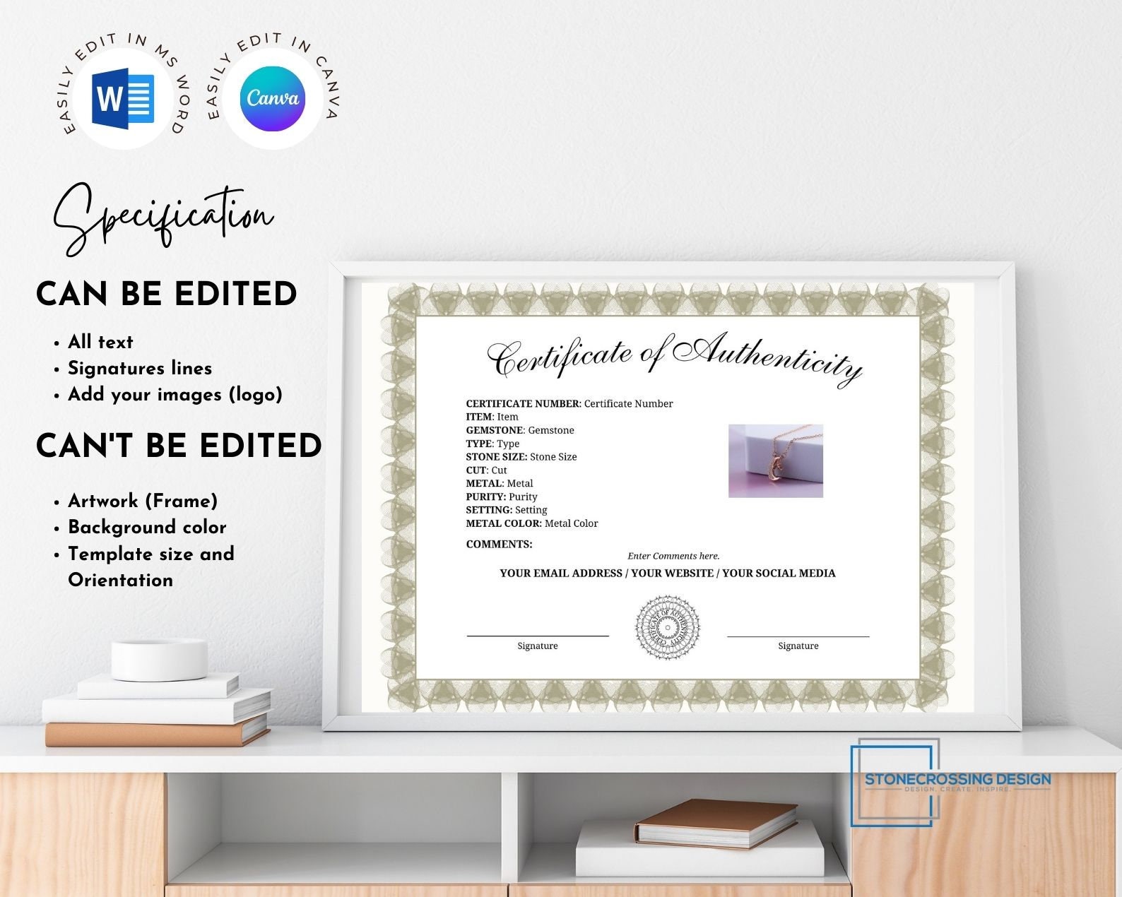 Editable Certificate of Authenticity Template. Authenticity Certificate ...