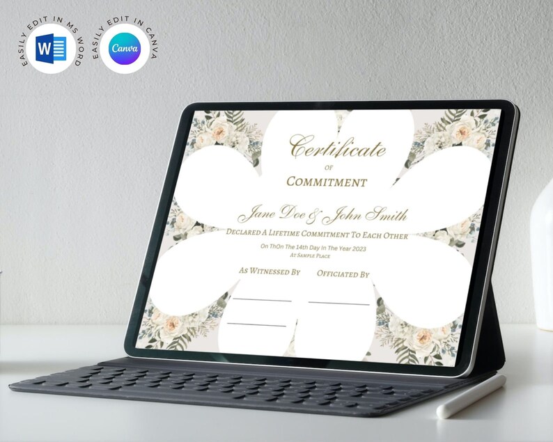 Editable Certificate of Commitment. Editable With Canva or - Etsy