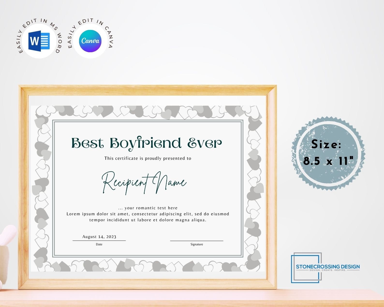 Editable Certificate of Best Boyfriend. Celebrate Your Amazing Partner ...