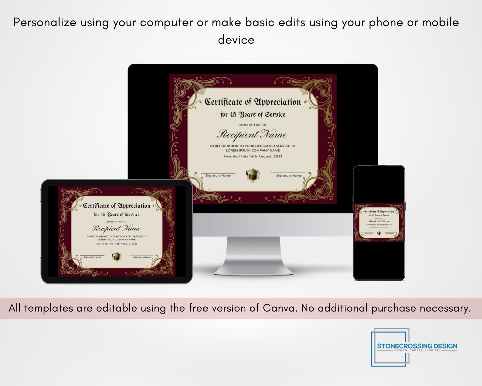 Editable Certificate of Appreciation Template. Award Template. - Etsy