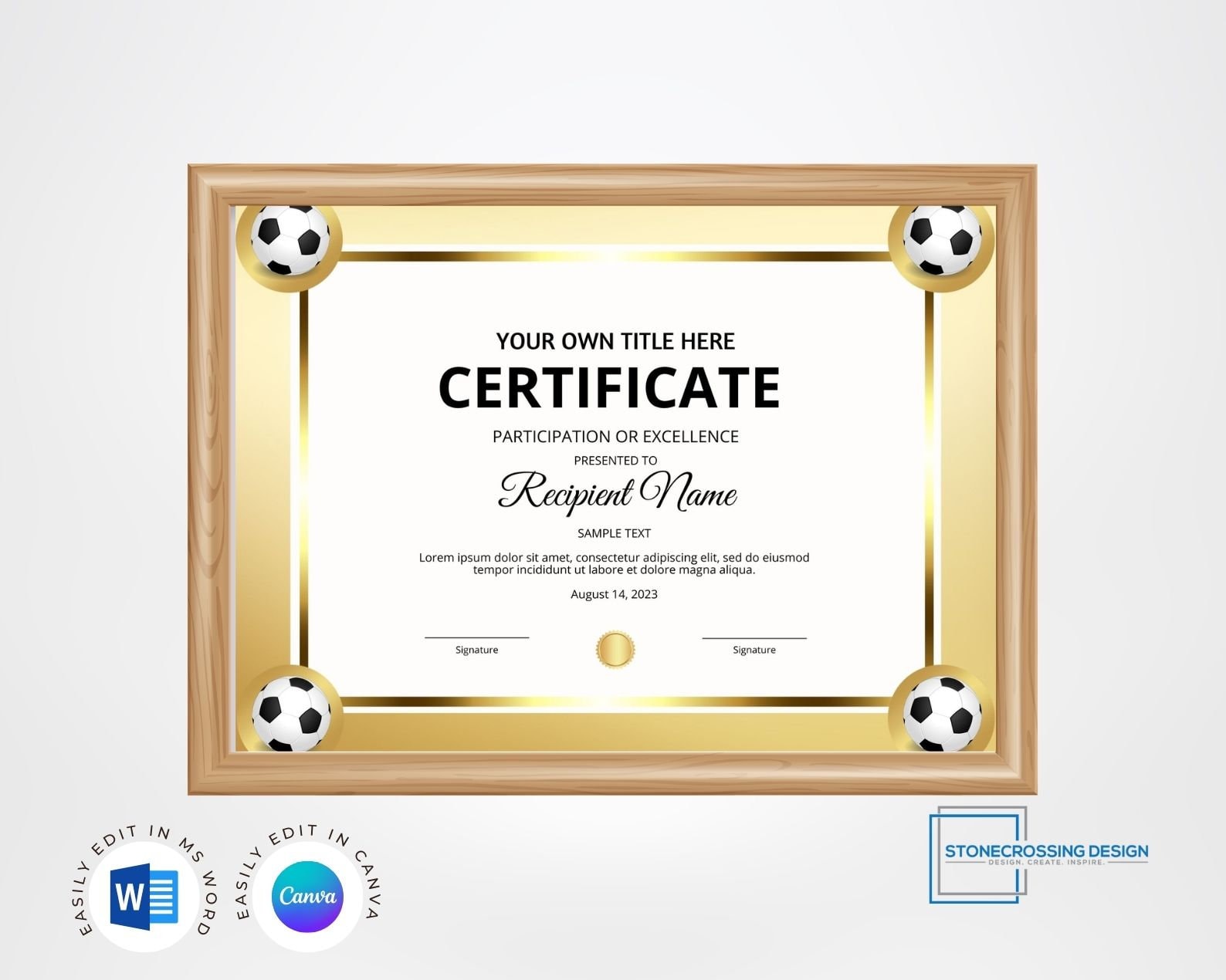 Editable Soccer Sports Certificate Template With Photo. Award. Trophy ...