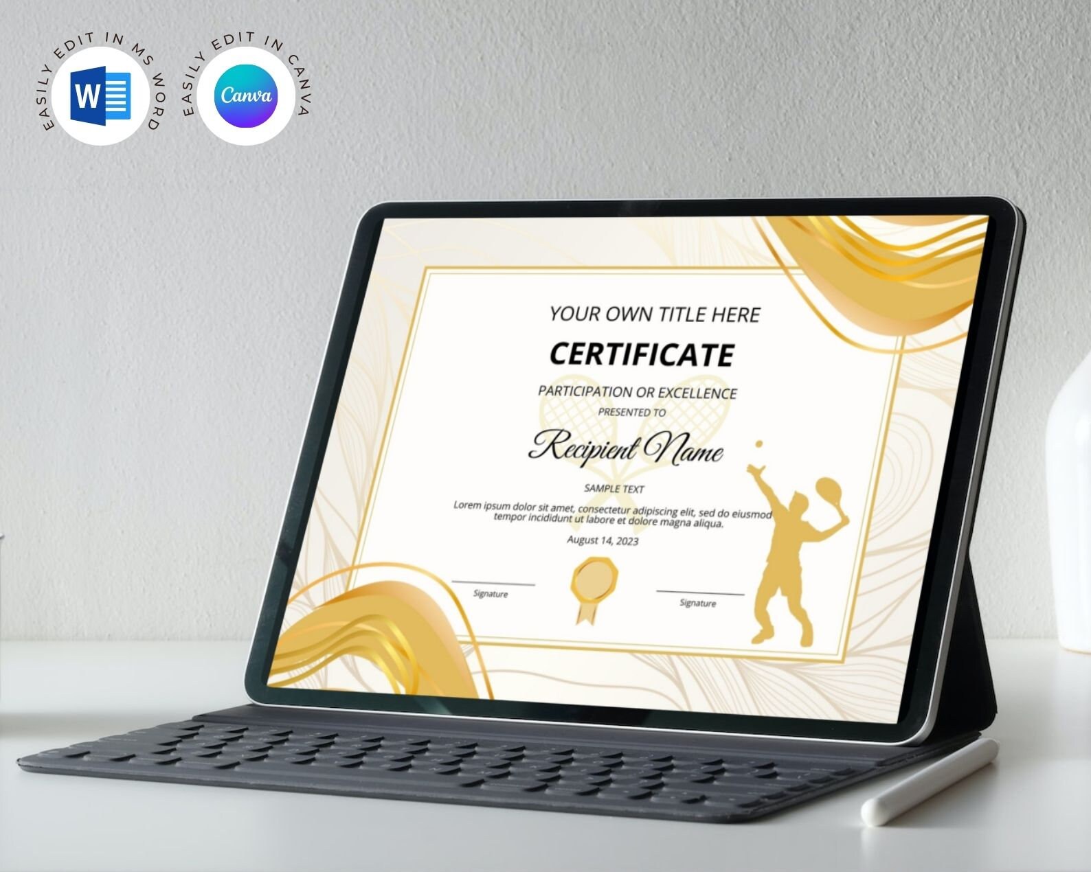 Editable Tennis Sports Certificate Template With Photo. Award. - Etsy