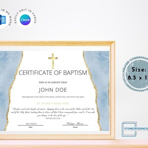 Editable Certificate of Baptism. Celebrating a Sacred Milestone ...