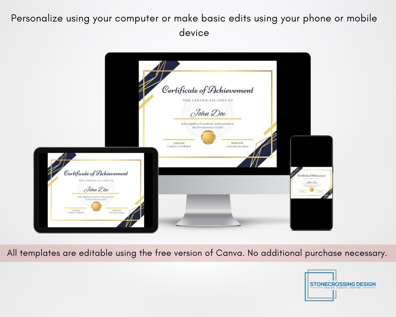Editable Certificate of Achievement Template. Award Template. Printable ...