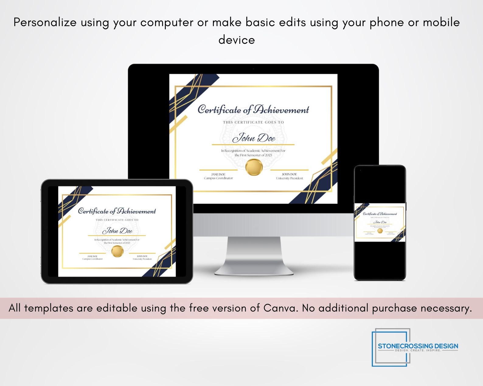 Editable Certificate of Achievement Template. Award Template. - Etsy UK