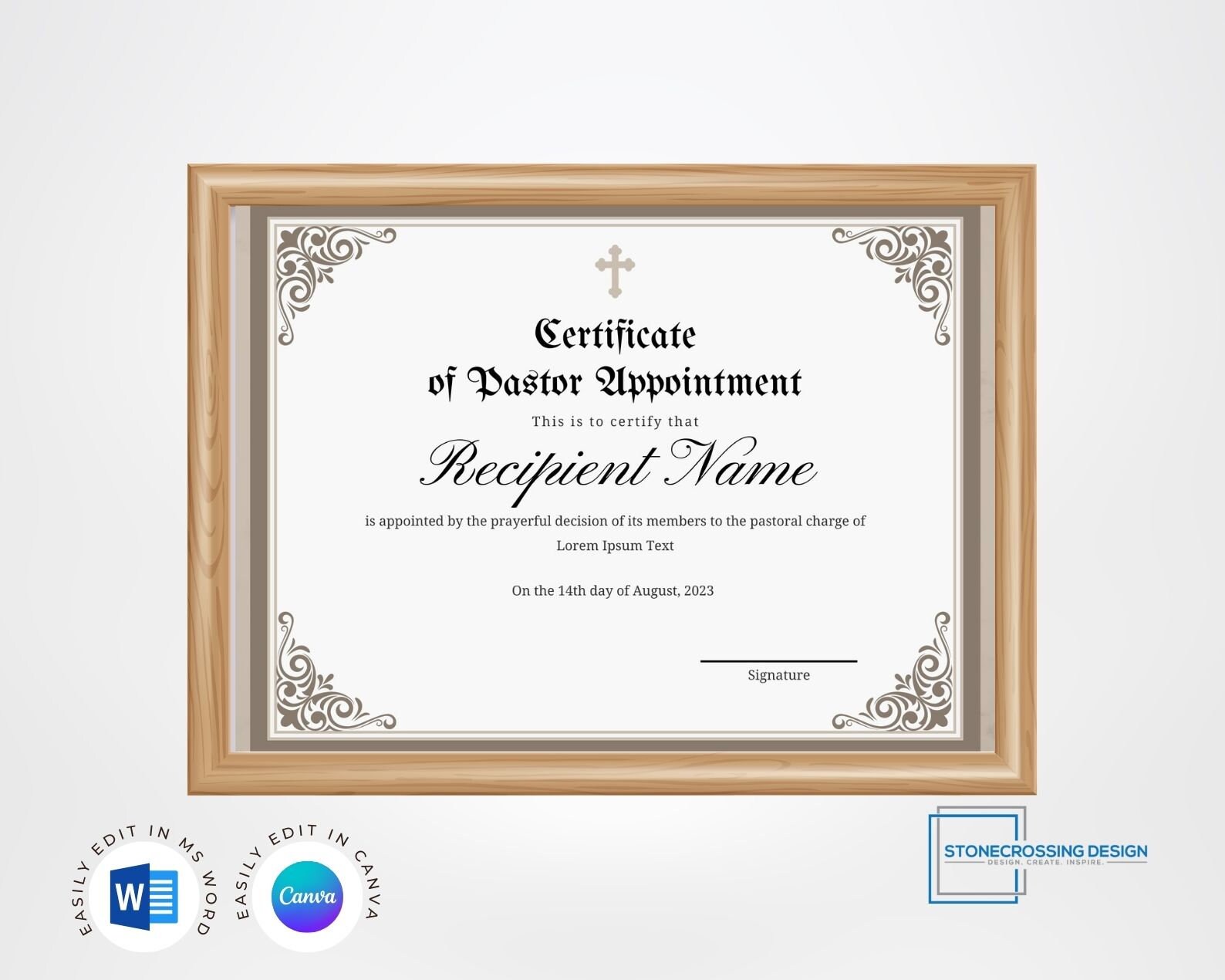 Editable Certificate of Pastor Appointment. Editable With Canva or ...