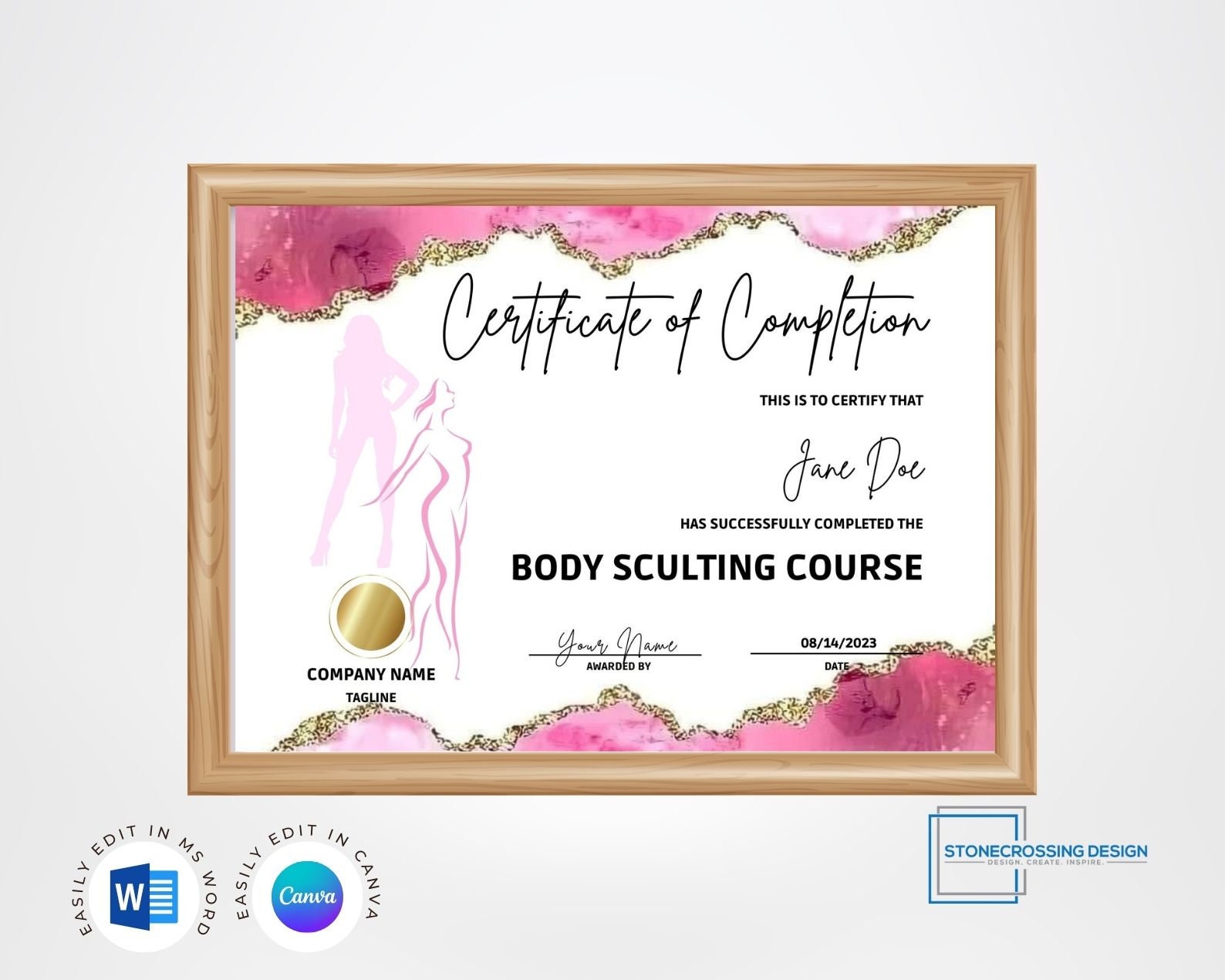 Editable Certificate of Completion Template. Award Template. Printable ...