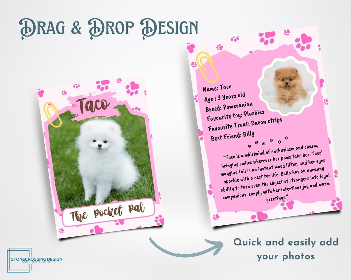 Dog Trading Card Template Trading Card Template Canva Template Editable ...