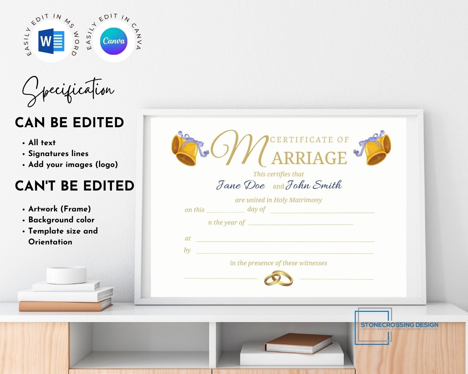 Editable Certificate of Marriage Template. Marriage License. Printable ...