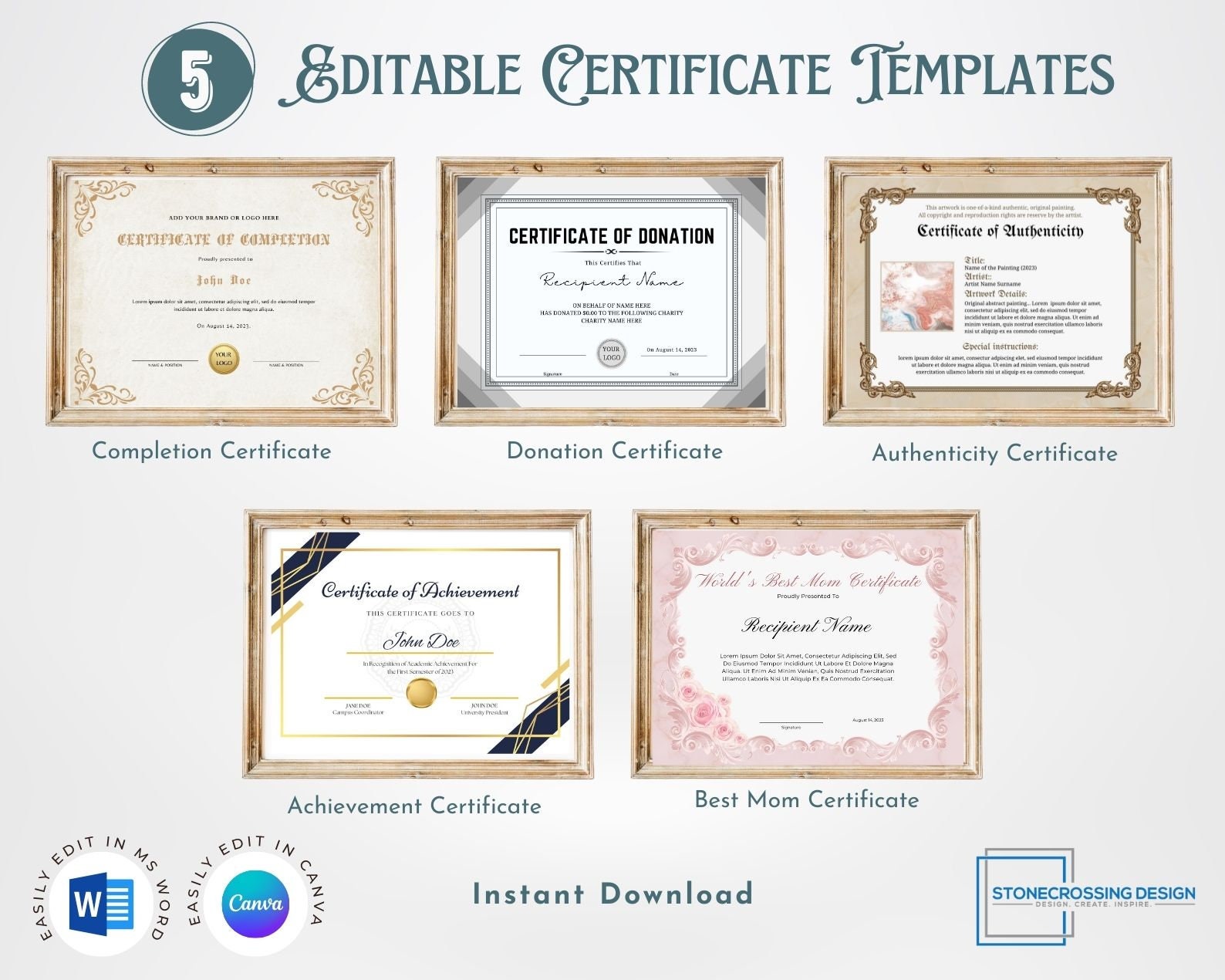 Editable Community Service Recognition Bundle Certificates: Donation ...