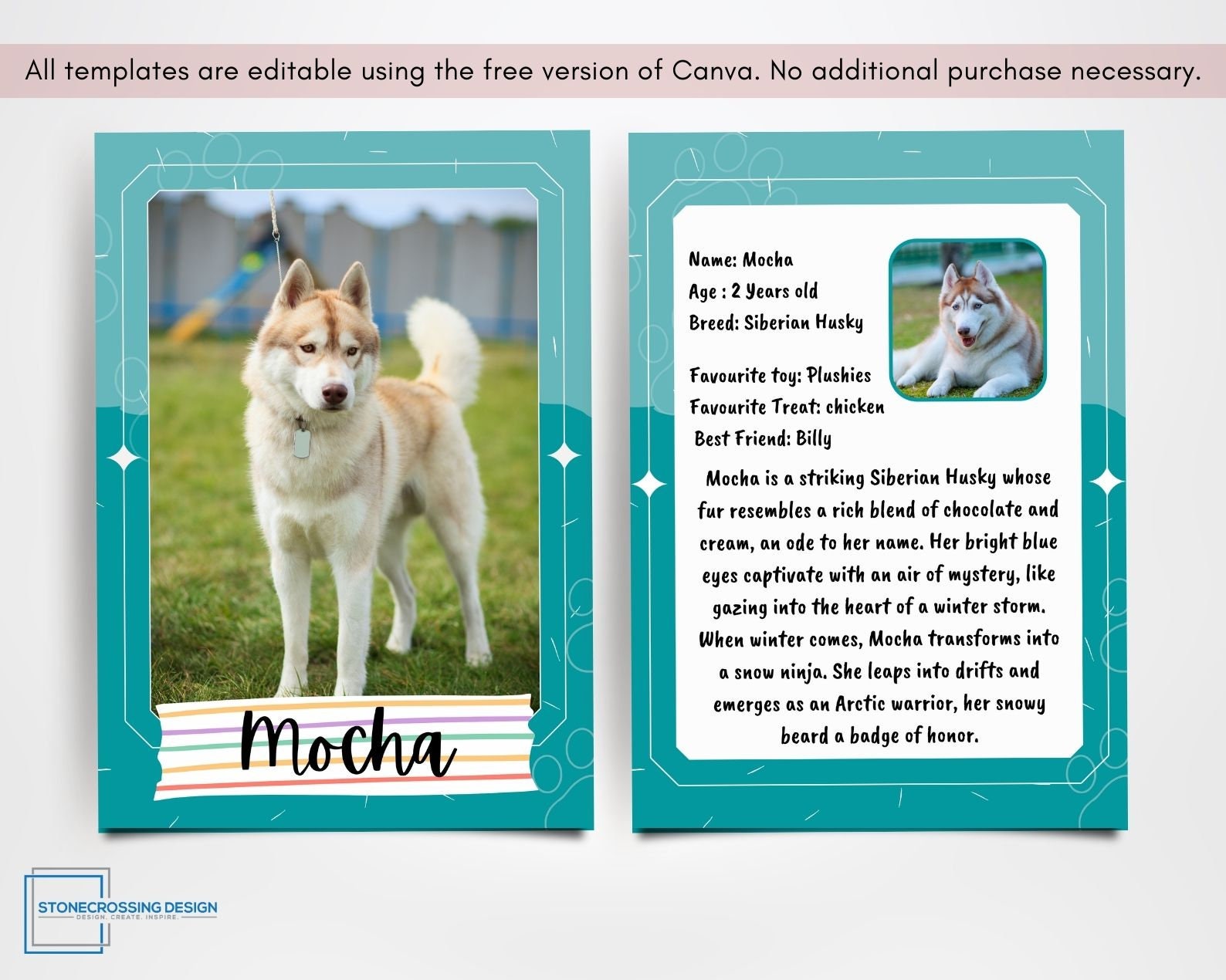 Dog Trading Card Template | Trading Card Template | Canva Template ...