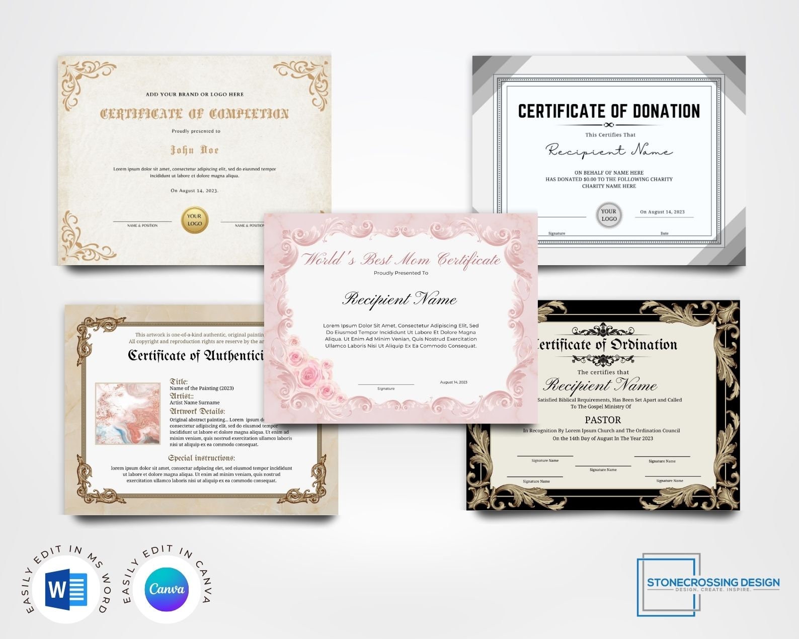 Editable Community Service Recognition Bundle Certificates: - Etsy