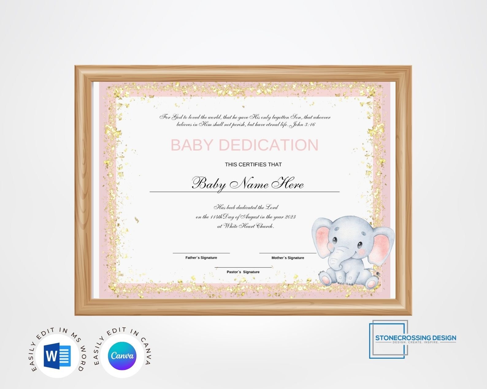 Editable Certificate of Baby Dedication Template. Child Dedication ...