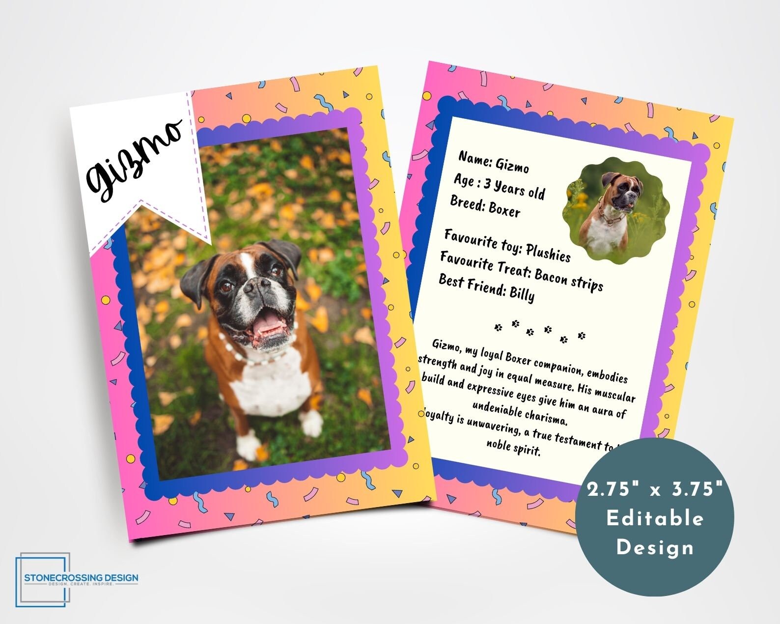 Dog Trading Card Template | Trading Card Template | Canva Template ...