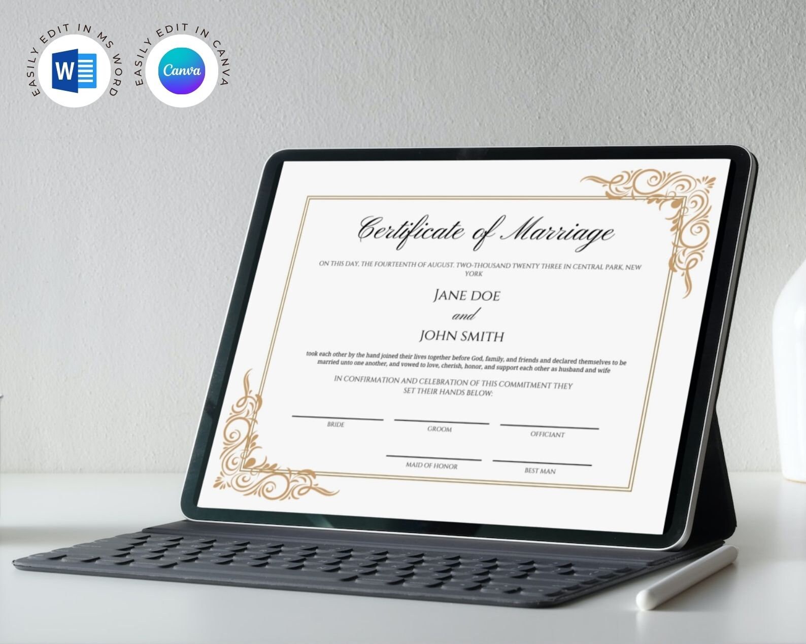 Editable Certificate of Marriage Template. Marriage License. Printable ...