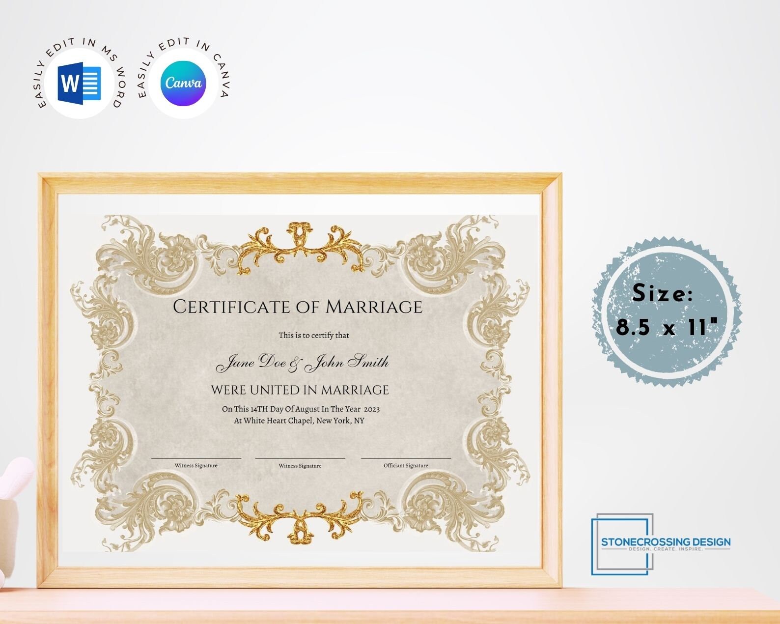 Editable Certificate of Marriage Template. Marriage License. - Etsy