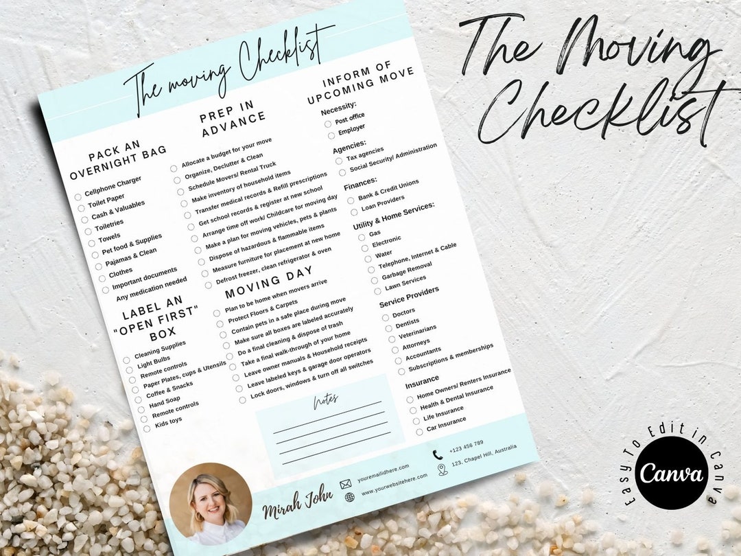 Real Estate Moving Checklist, Realtor Moving Guide, Printable Moving To ...