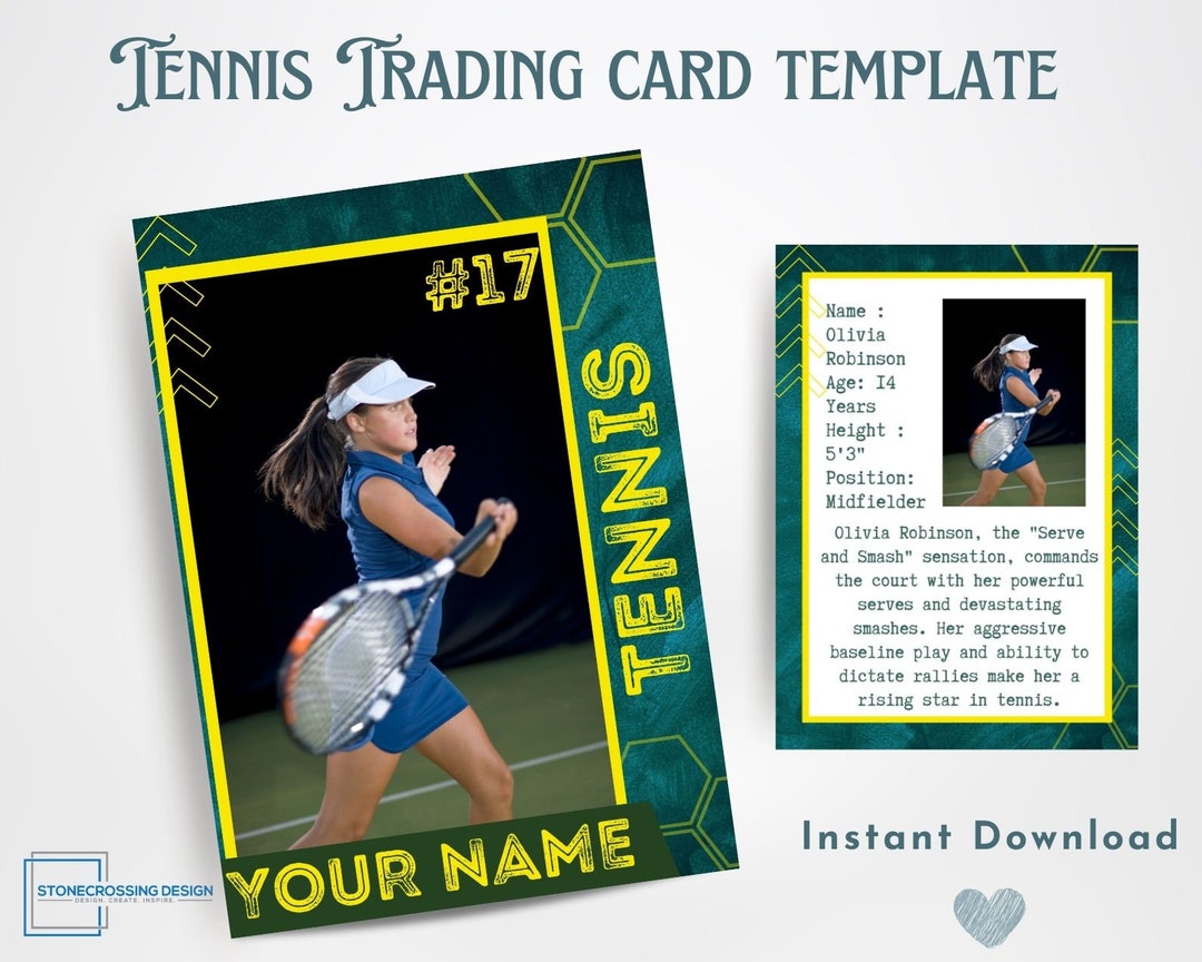 Tennis Trading Card Template | Trading Card Template | Canva Template ...