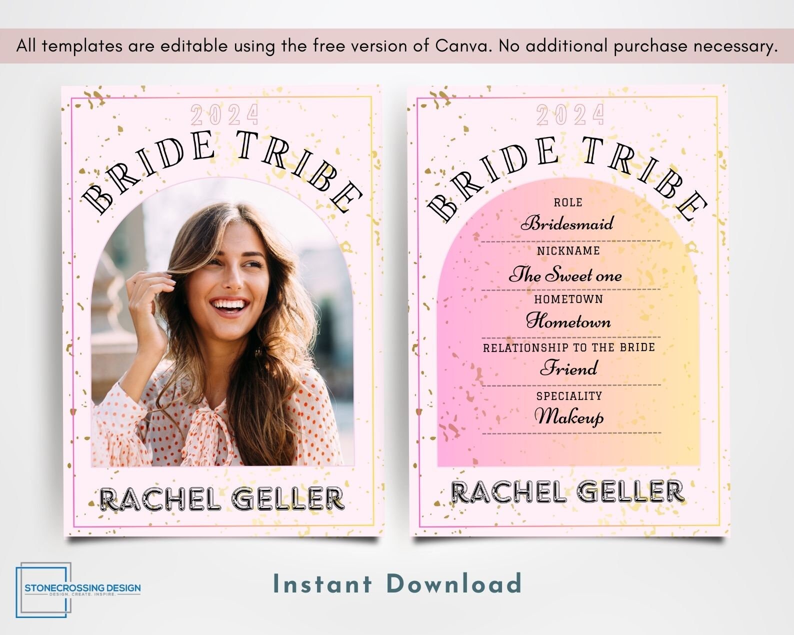 Bride Tribe Trading Card Template Canva Template Editable - Etsy