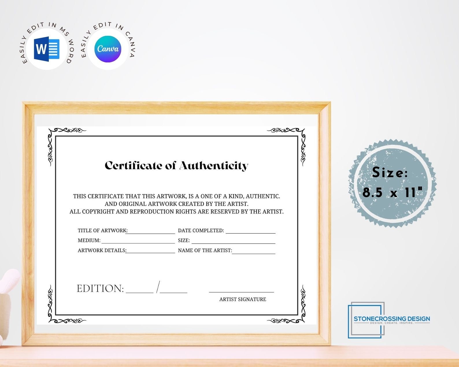 Editable Certificate of Authenticity Template. Authenticity Certificate ...
