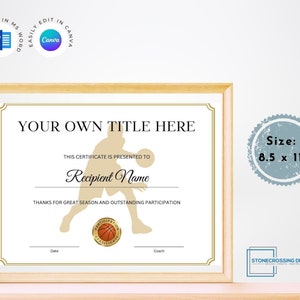 Editable Basketball Sports Certificate. Recognizing Sporting Excellence ...