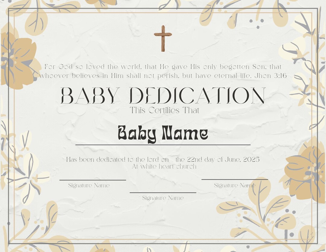 Editable Baby Dedication Template. Baptism. Printable - Etsy