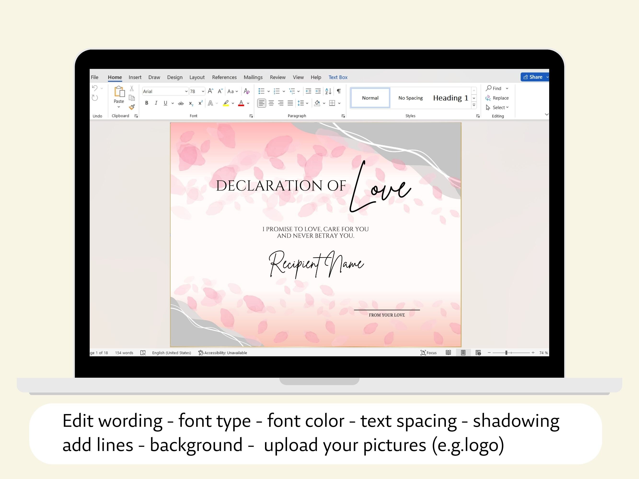 Editable Certificate of Declaration Template. Award Template. - Etsy UK