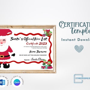 Editable Santa's Certificate. Christmas/holiday Certificate. Editable ...