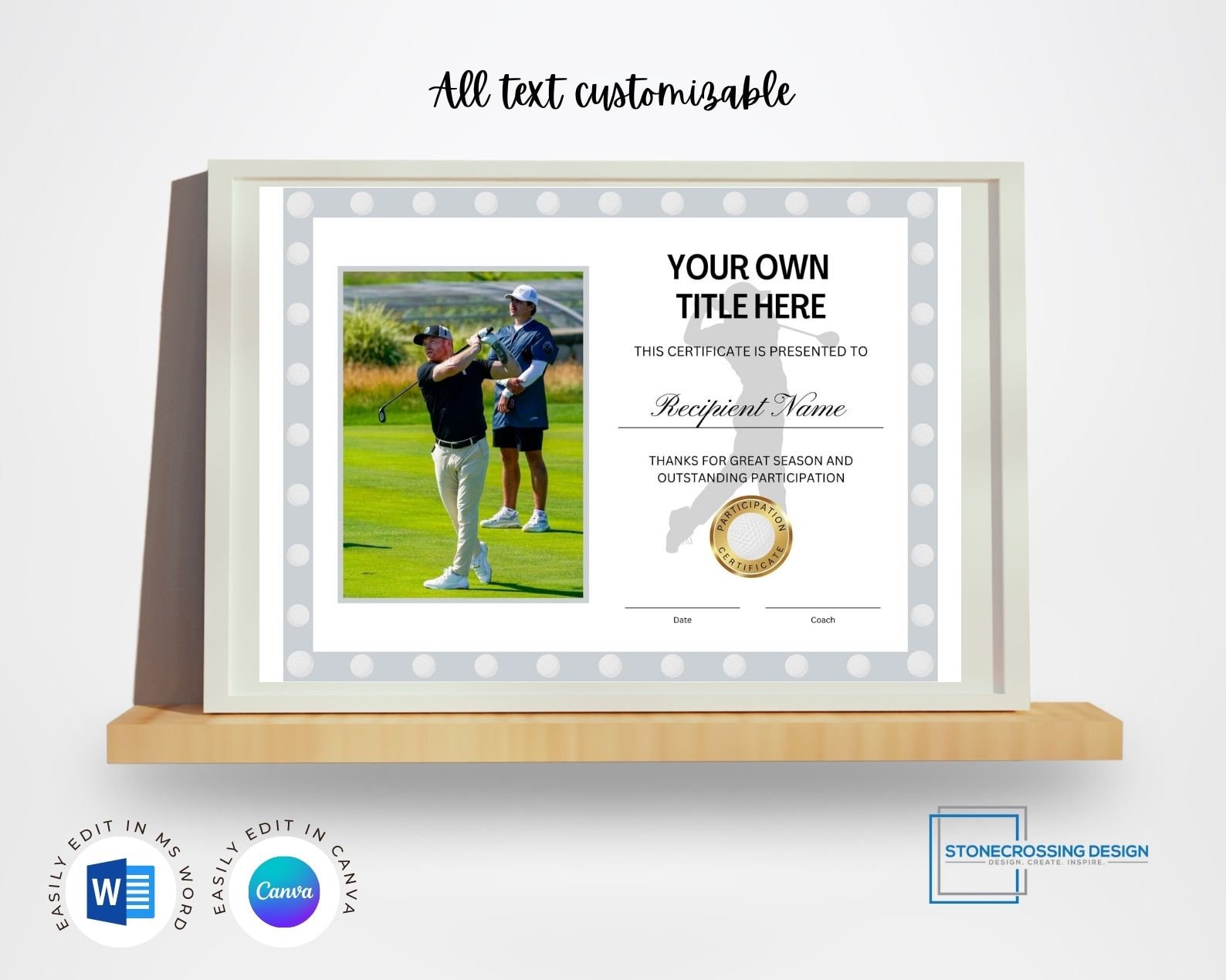 Editable Golf Sports Certificate. Recognizing Sporting Excellence ...