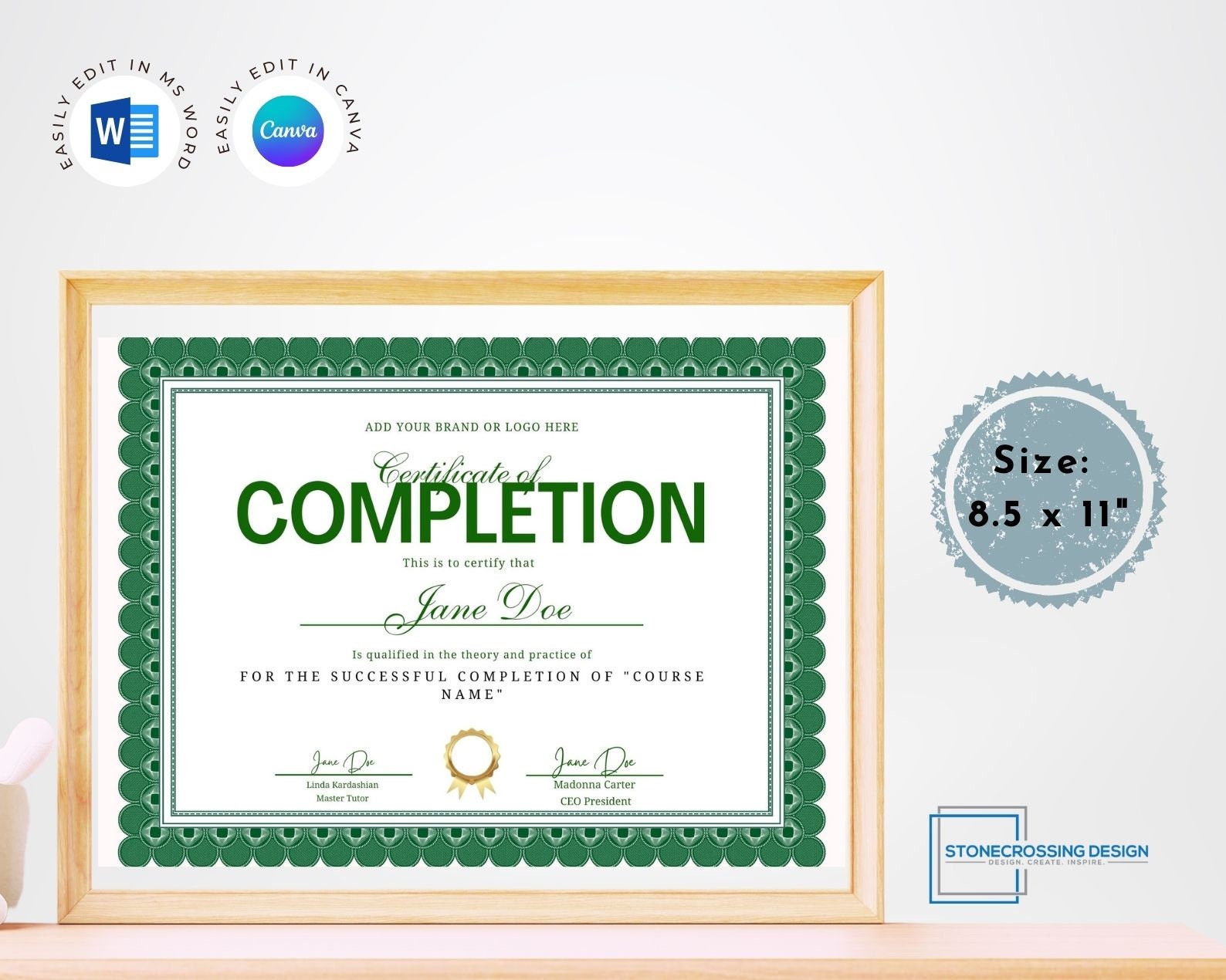 Editable Certificate of Completion Template. Award Template. Printable ...