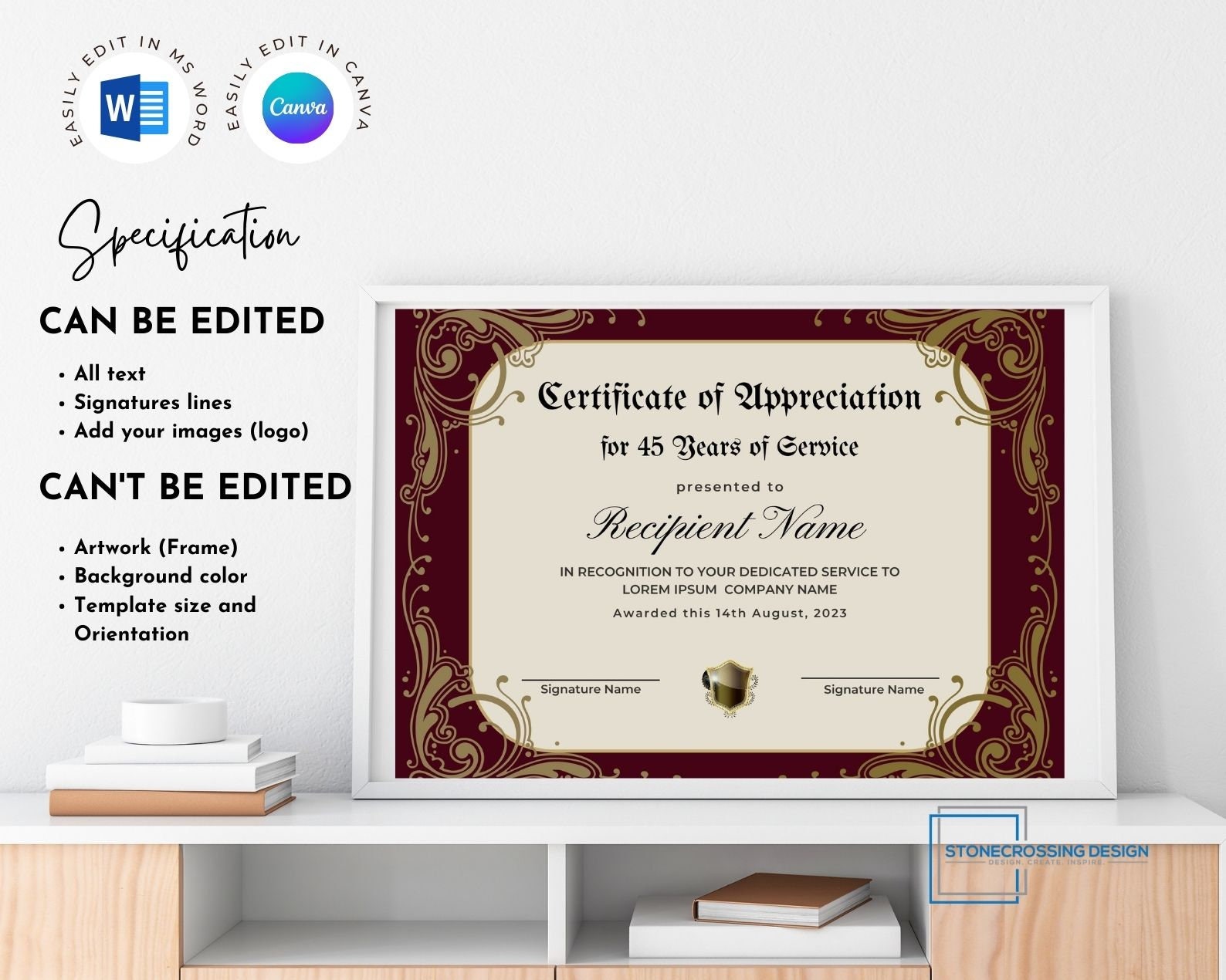 Editable Certificate of Appreciation Template. Award Template. - Etsy