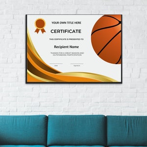 Editable Basketball Sports Certificate Template With Photo. - Etsy